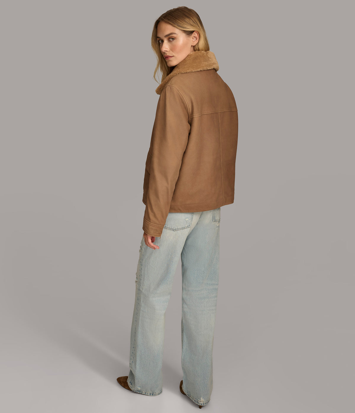 Stormi Faux Shearling Suede Aviator Jacket | Wilsons Leather