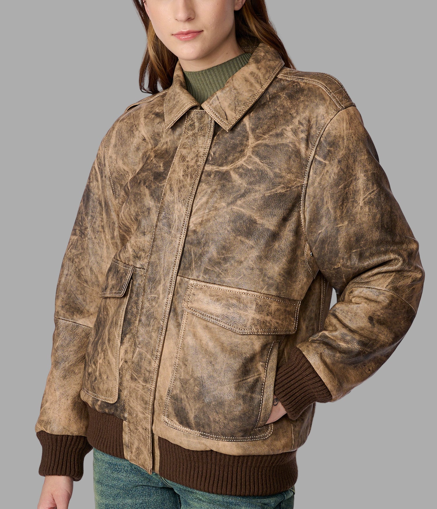 Cassidy Oversized Leather Bomber Jacket | Wilsons Leather